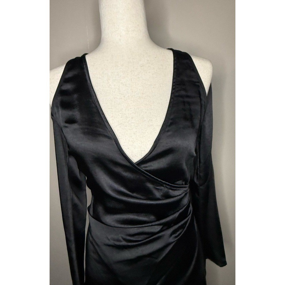Astr | Dresses | Black Satin Cut Out Mini Dress Quiet Luxury Cocktail ...